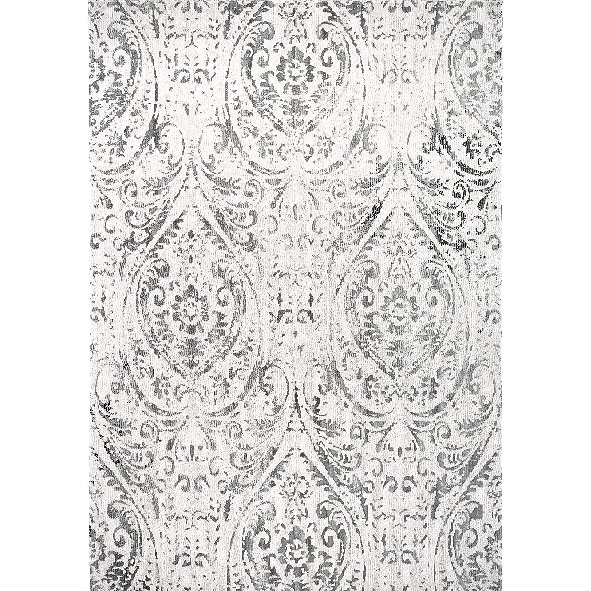 Home Dynamix Nicole Miller Patio Sofia Juniper Indoor/Outdoor Area Rug 5'3"x7'2", Distressed Damask Ivory/Gray