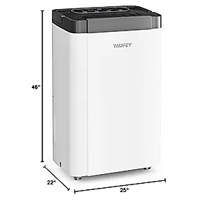 Yaufey 60 Pints Dehumidifier for Home and Basement Cover Spaces up to 5,000 Sq. Ft, Quiet Moisture Remove Intelligent Humidity Control with Drain Hose and 0.79 Gallons Water Tank