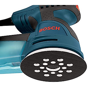 BOSCH ROS20VSC Palm Sander 2.5 Amp 5 In. Corded Variable Speed Random Orbital Sander/Polisher Kit with Dust Collector and Soft Carrying Bag, Blue