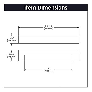 Hickory Hardware 1 Pack Solid Core Kitchen Cabinet Pulls, Luxury Cabinet Handles, Hardware for Doors & Dresser Drawers, 3 Inch Hole Center, Flat Onyx, Streamline Collection