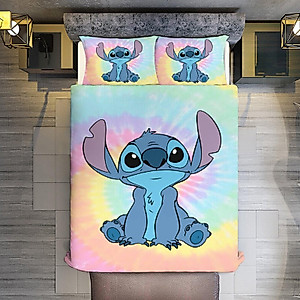 MSLuLa Cartoon Bed Duvet Cover Cute Kids Adults Bedding Sets Anime 3D Printed Lightweight 3 Pieces Comforter Cover Sets with 1 Duvet Cover and 2 Pillow Cases, Queen