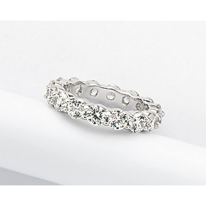 AINUOSHI 925 Sterling Silver Eternity Ring 4mm Round/Cushion Cut Cubic Zirconia Jewellery CZ Fashion Eternity Engagement Wedding Ring (Round-Shape,Size 4 to 10)