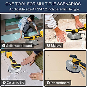 Tile Vibration Tool for Dewalt 20V Battery, Handheld Tile Tools Max 25000r/Min, 150W Tile Suction Cup Tool with 8 Speed, Suction Cup, Digital Display for Floor Tile Wall (For Dewalt)