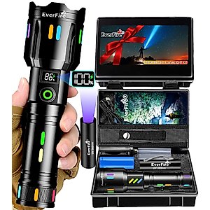 LED Flashlight, Rechargeable Flashlights High Lumens Bright 990000 Lumen, 5 Mode Tactical Flash Light Powerful IPX7 Waterproof Zoomable Focus for Emergency Camping Essential Hiking Gear Fishing Home