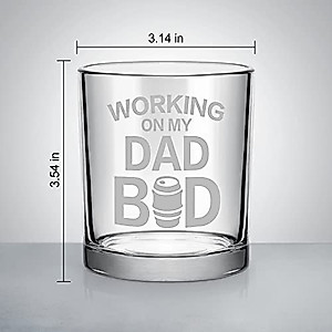 Modwnfy Father's Day Gifts for Dad, Dad Whiskey Glass, Funny Old Fashioned Glass for Dad Papa Father from Daughter Son, Dad Gift for Birthday Christmas, Working on My Dad Bod, 10 Oz