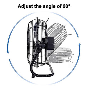 SEYAS Rechargeable Outdoor Floor Fan, 12'' Portable 5200mAh Battery Operated Fan with Metal Blade, Cordless High Velocity Industrial Fan Running 3.5-24 Hours for Patio, Camping, Home and Hurricane