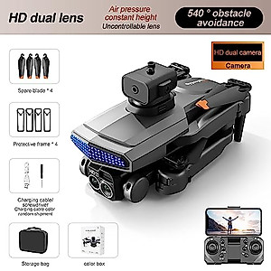 Mini Drone with Wide-Angle Two-Lens 4k HD Fpv Camera Remote Control Toys Gifts for Boys Girls with Altitude Hold Headless Mode 1-Key Start Speed 2023 (Black)