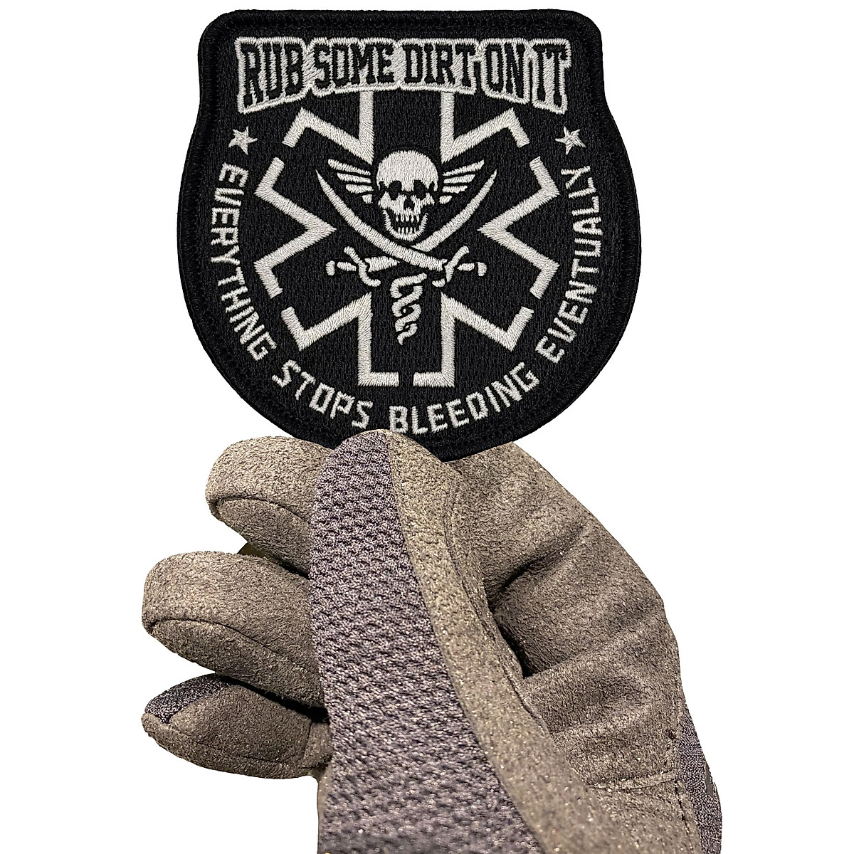Rub Some Dirt On It Medic, EMS, EMT, Paramedic - Embroidered Morale Patch (Black)