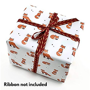 Stesha Party Fox Woodland Animal Gift Wrapping Paper - Folded Flat 30 x 20 Inch (3 Sheets)
