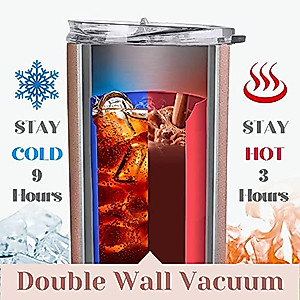 Onebttl Corgi Skinny Tumbler Gifts For Women, Female, Her and Corgi lovers - Corgi Mom - 20oz/590ml Stainless Steel Insulated Tumbler with Straw, Lid, Message Card - (Rose gold)