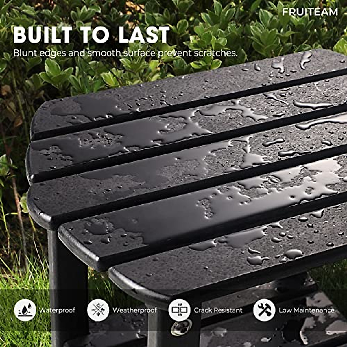 FRUITEAM Adirondack Table Outdoor Side Table, 2-Tier Water-Resistant End Table Modern Plant Table, Easy Maintenance Poly Lumber Patio Table, Indoor Outdoor Companion for Sofa, Garden, Patio, Pool