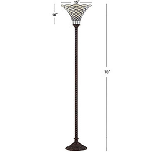 JONATHAN Y JYL8007A White Tiffany-Style 70" Torchiere LED Floor Lamp, Tiffany, Traditional, Art Nouveau Style, Office, Living Room, Family Room, Dining Room, Bedroom, Hallway, Foyer, Bronze