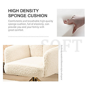 Desk Chair No Wheels 180°Swivel,Makeup Vanity Chair with Gold Legs,Ergonomic Criss Cross Chair for Bedroom,Living Room,Home Office - Beige