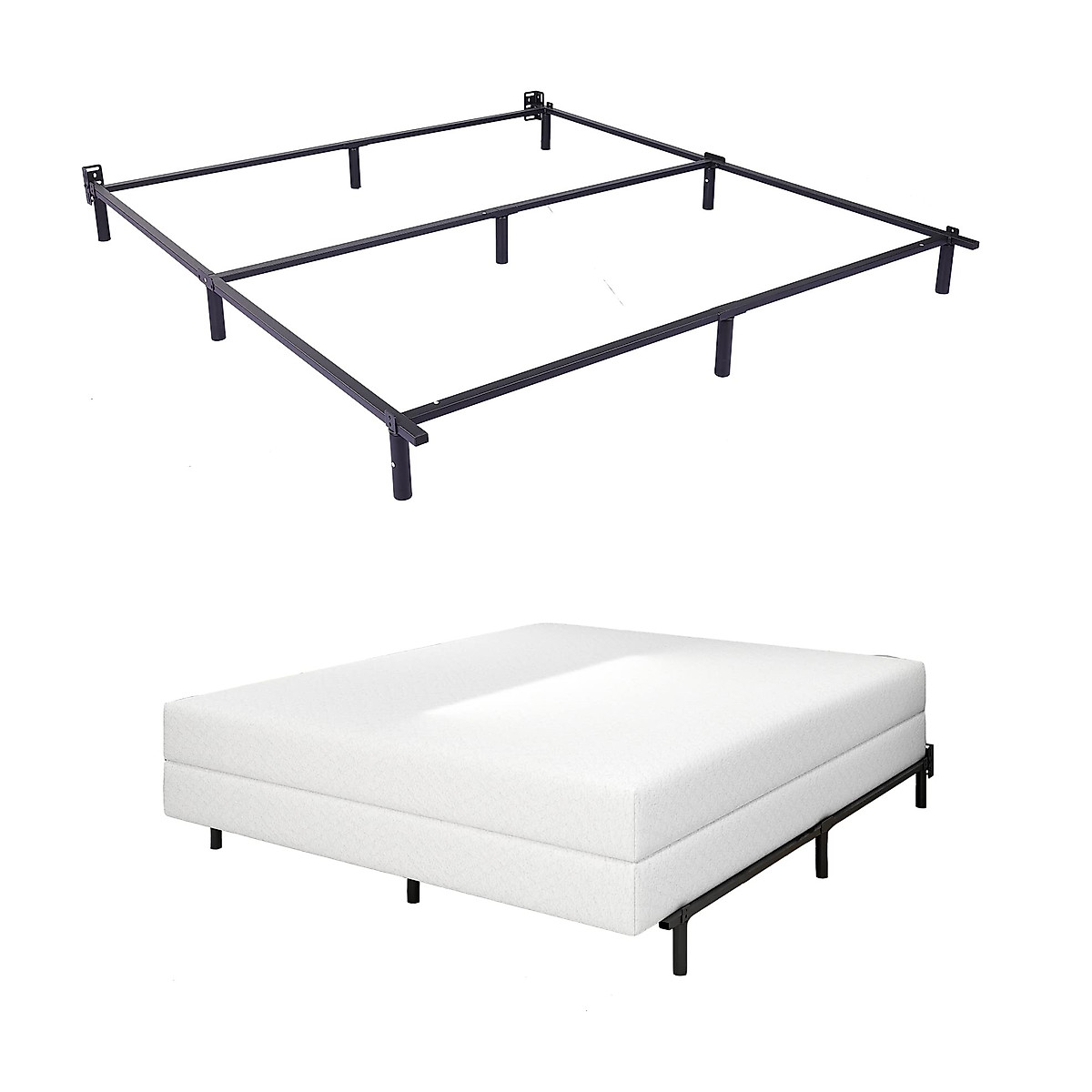 Nightell 7 Inch Metal Platform California King Bed Frame,Bed Base for Box Spring,Non-Slip,Easy Assembly,Heavy Duty Cal King Bed Frame Black