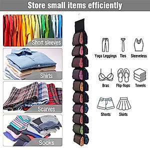 Aulock 2 Pack Legging Storage Organizer, Hanging Closet Organizer System, Black Clothes Closets Holder with 20 Roll Independent Compartments for Yoga T-Shirts Bras Socks Pants Tank Top Towel