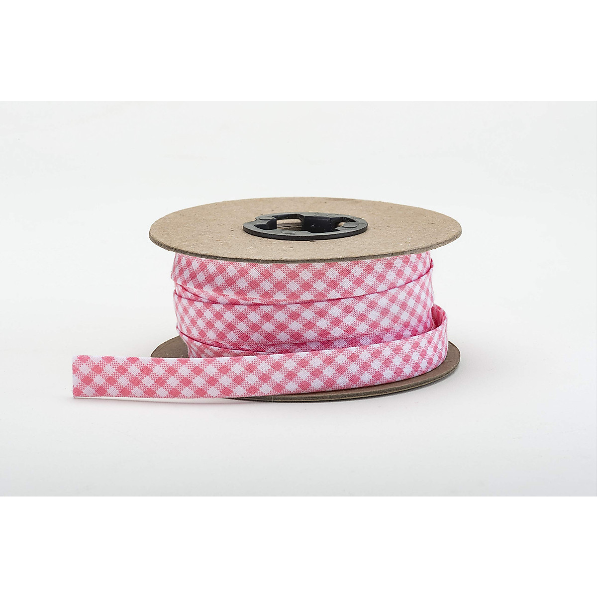 Pearl 1/2" Finished Width Double Fold Polycotton Broadcloth Quilt, Hemming, Sewing, Seaming, Binding, 15 yds, Rose Gingham Pattern Bias Tape