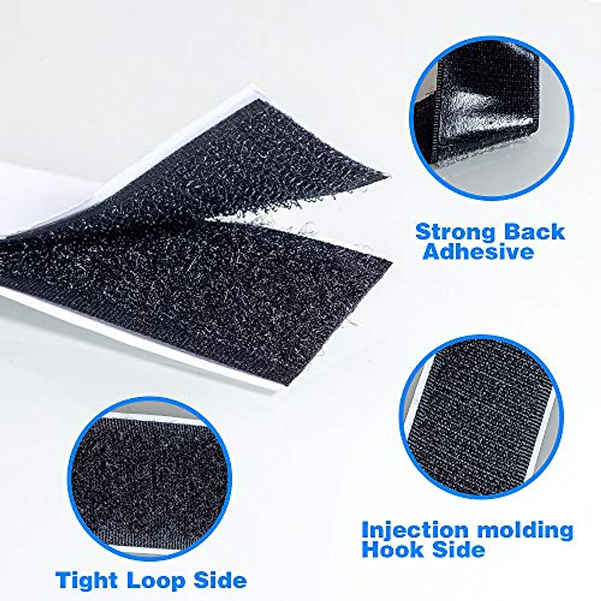 15Pcs Professional Self Adhesive Hook and Loop Sticky Back Fastener, Double-Sided Fasten Interlocking Tape for Home and Office Use, 1.2 x 4.7 Inch