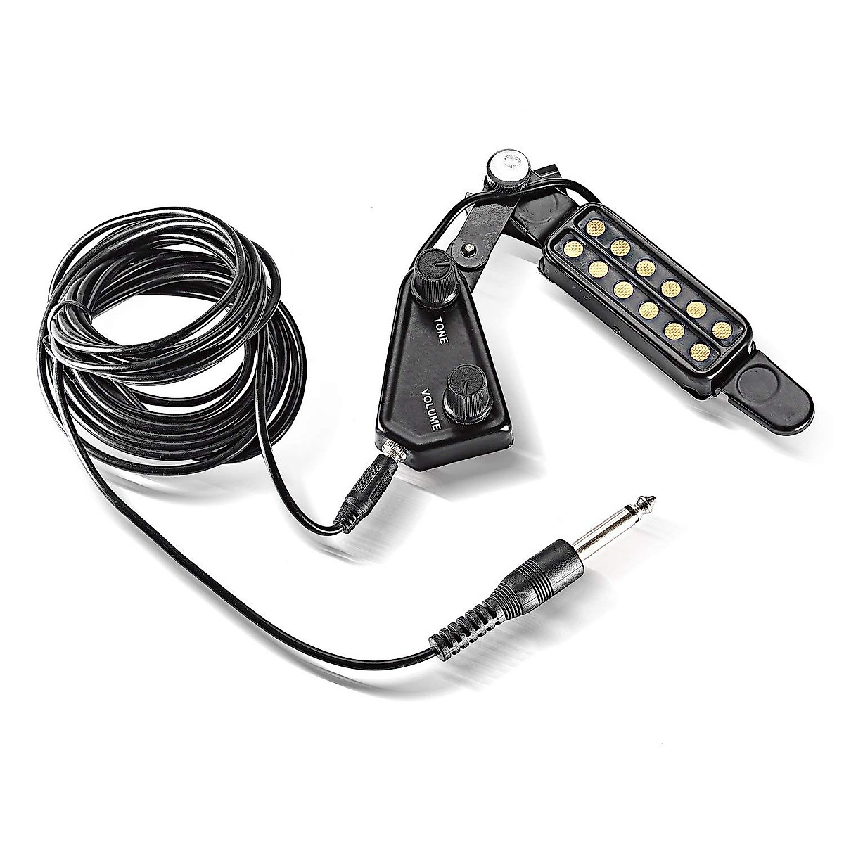 TraderPlus 12 SoundHole Guitar Pickup Acoustic Electric Transducer for Acoustic Guitar Magnetic Preamplifier with Tone and Volume Control, Cable Length 10 ft