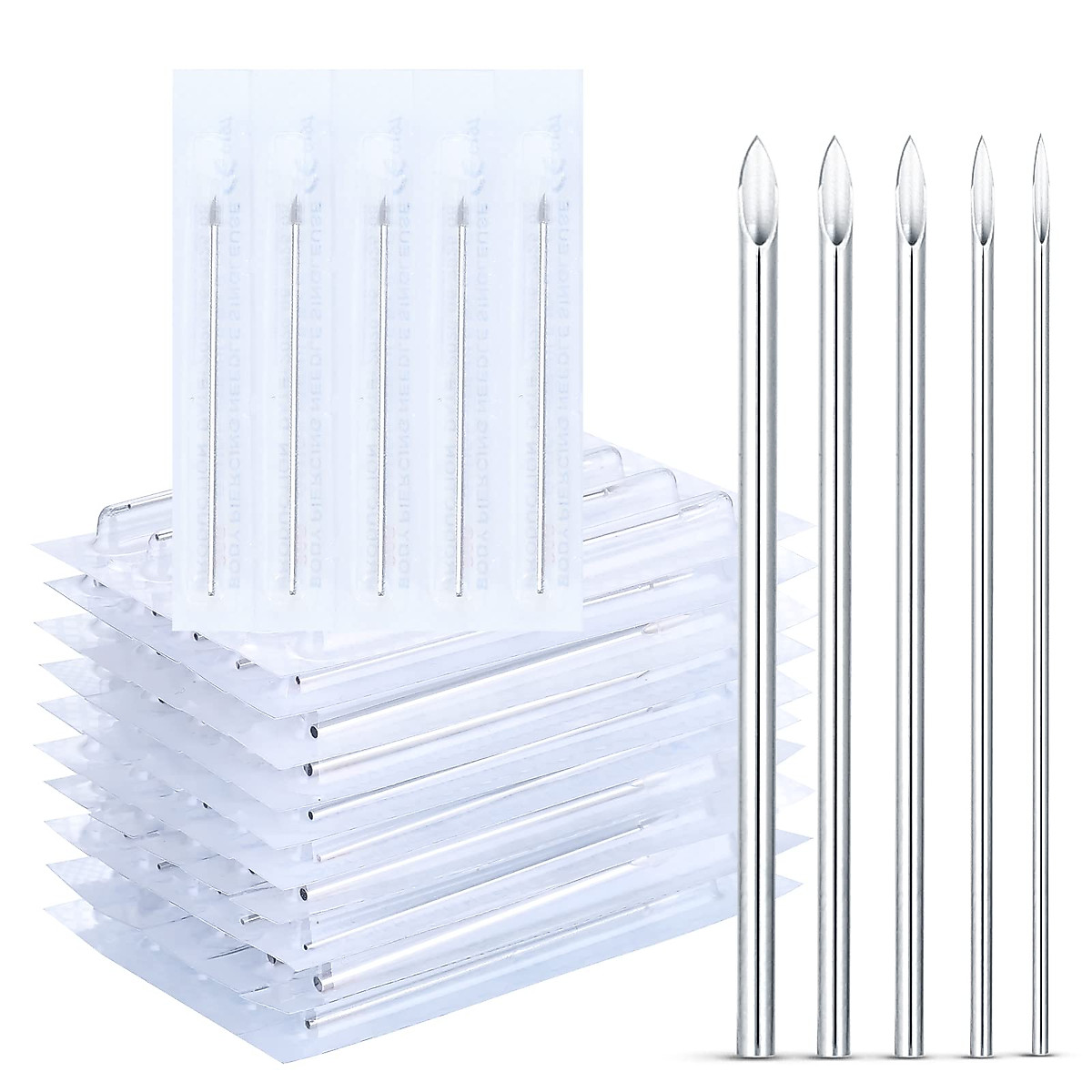 Xpircn Piercing Kit 14G 16G Body Piercing Jewelry Kit Tool, Mixed Piercing Needles 12G 14G 16G 18G 20G Disposable Hollow Piercing Needles