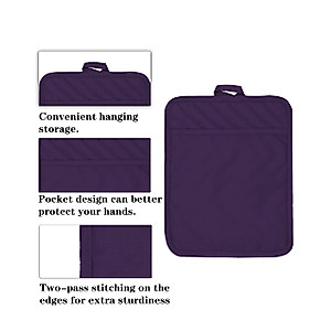 VEIKERY Cotton Pocket Pot Holders Machine Washable Heat Resistant Hot Pads for Kitchen and Baking Square Purple Oven Mitts 7"x9" Set of 5