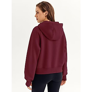 AUTOMET Womens Oversized Sweatshirts Zip Up Cropped Hoodies Fleece Jackets Full Zip Pullover Sweater 2024 Fall Fashion Outfits Trendy Winter Clothes Winered