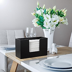 Paper Towel Dispenser Countertop, Wooden Bathroom Paper Towel Holder, Black Napkin Holder for Kitchen, Countertop Multifold C-Fold, Z-Fold, Trifold Paper Hand Towel Dispenser for Bathroom Toilet