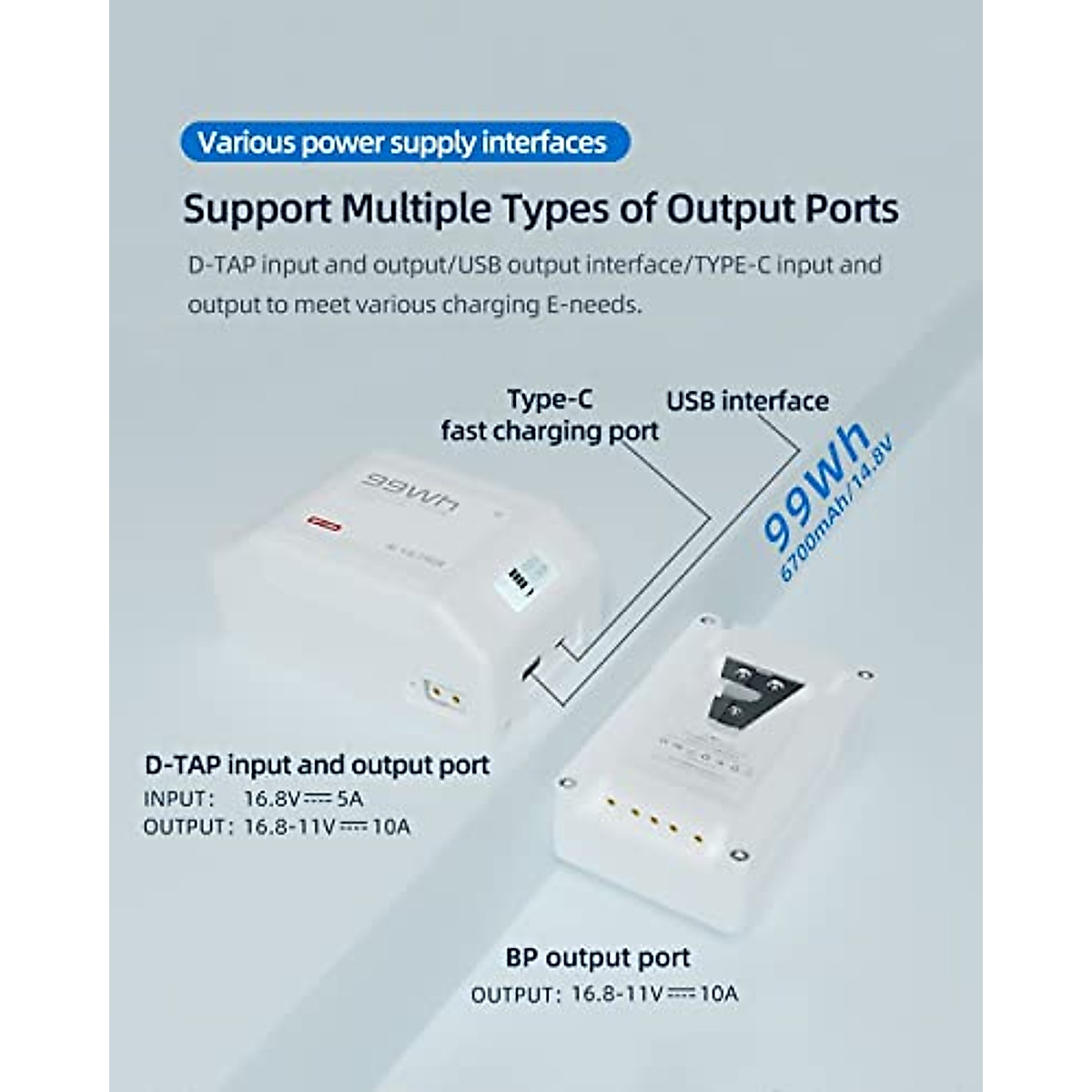 VILTROX V Mount Battery, 99Wh 14.8V Mini V-Lock Battery with D-TAP Type-A Type-C OLED Screen for Broadcast Video Camcorder, Camera, Monitor, Filmmaker