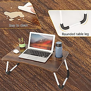 Laptop Stand for Bed，Folding Bedtray Table ,Notebook,Cup and Phone Holder,Portable Laptop Desk Watching and Eating for Bed,Couch,Floor