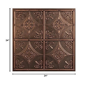 uDecor Cathedral Ceiling Tile Antique Bronze 2x2 Box of 10 - Drop-in or Glue Up