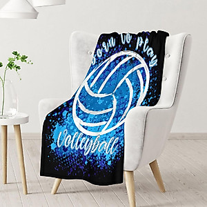 Volleyball Throw Blanket for Girls - 40 x 50 Inches Volleyball Plush Blanket Gifts - Blue Soft Fuzzy Flannel Blanket for Couch & Sofa