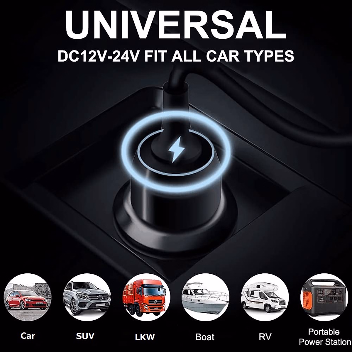 HKY Laptop Car Charger Universal Kit PD 100W 96W 90W 87W 70W 67W 65W 61W 45W Compatible with MacBook HP Dell Toshiba Lenovo Asus Acer MSI Surface Laptop Tablet Phone & All USB-C/Round Connector Device