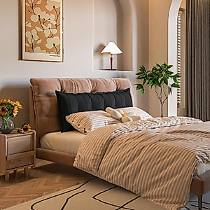 Johnear Bolster Pillow Headboard Backrest Pillow Large Daybed Cushion Lumber Back Pad Support Positioning Sofa Bed Rest Reading Pillow （Black, 76 x 3 x 20 inches）