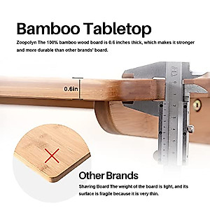 Zoopolyn Tv Tray Table Bamboo Tv Dinner Table C Shaped end Table for Sofa Couch Laptop Living Room Bedroom Natural