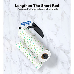 RIWUCT Paper Towel Holder, 【Never Breaking】 Stainless Steel Under Cabinet Paper Towel Holder Wall Mount, 【Easily Install】 Drilling or Adhesive Paper Towel Roll Holder for Kitchen, Bathroom-Black