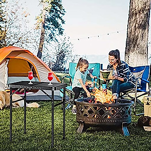 Anbte Folding Camping Table with Storage Net, Pure Black Aluminum 2ft Picnic Table 24" x 16" Outdoor Table Adjustable Height Max 26.5 inch, Lightweight, Waterproof, Portable Handle for Travel