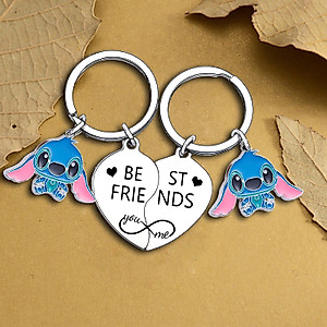 Waeceip 2PCS Best Friend Keychain Friendship Gifts for Friends Cute Stitch Gifts for Friend Gifts Stitch Stuff Friends Christmas Birthday Graduation Gifts