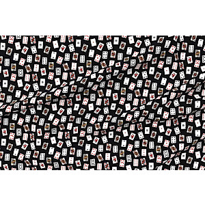 Spoonflower Fabric - Scattered Playing Cards Black Deck Gambling Casino Masculine Game Room Printed on Petal Signature Cotton Fabric Fat Quarter - Sewing Quilting Apparel Crafts Decor