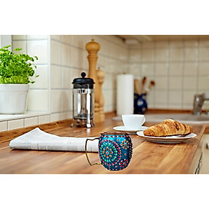 Rastogi Handicrafts Handmade Pure Copper Outer Hand Painted Art Work Wine, Vodka, Beer,Cocktail,Juice, Cold Coffee Mug - Cup 16 oz (2)