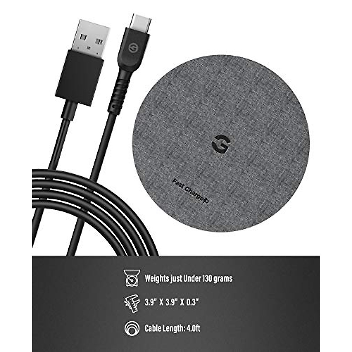 Encased Wireless Charger Pad for Samsung Models (Quick Charge 3.0) Galaxy Note/ S10 / S20 Plus / S21 / S22 / S23 Ultra (Fast Charging Qi Enabled) Non-Slip, Case Compatible (Premium Metal Construction)