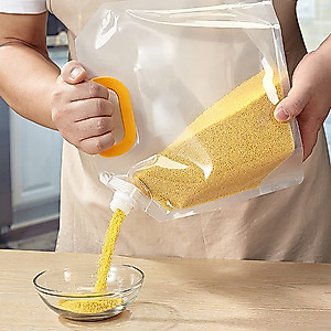 PENCK 2.5L Moisturize Proof Storage Bags 5Pcs Reusable Plastic Bags Emergency Water Storage Large Capacity Clear Cereal Dry Food Containers Stand Up Grain Sealed Bag with Funnel