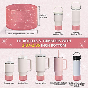 WUQID Protective Bling Silicone Boot Sleeve, Compatible with Stanley Tumbler 20-40oz & Hydro Flask Bottle 12oz-24oz, Glitter Reduces Dents Sleeve Cover for More Bottles/Tumblers Bottom of 2.83-2.95in