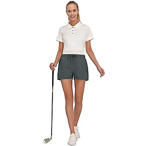 Little Donkey Andy Women's Quick Dry Running Shorts, 3 Inch Breathable Golf Hiking Athletic Shorts with Liner, Air Hole Tech Gray Heather S