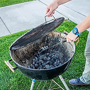 Brush 'n Rake Grill Brush Cleaner Accessory - Coal Rake Tools and Grill Scraper, Cleaning Stainless Steel & Cast Iron Barbecues, Metal Bristles - BBQ Dragon