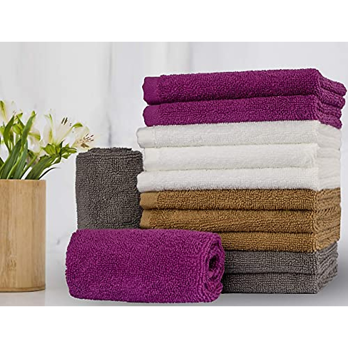 Bliss Casa Washcloths Set (12 x 12 Inch, 12 Pack) – 100% Cotton Washcloths for Face, Highly Absorbent Soft Face Towels, and Quick Drying Fingertip Towels for Daily Use (Multi, Mix)