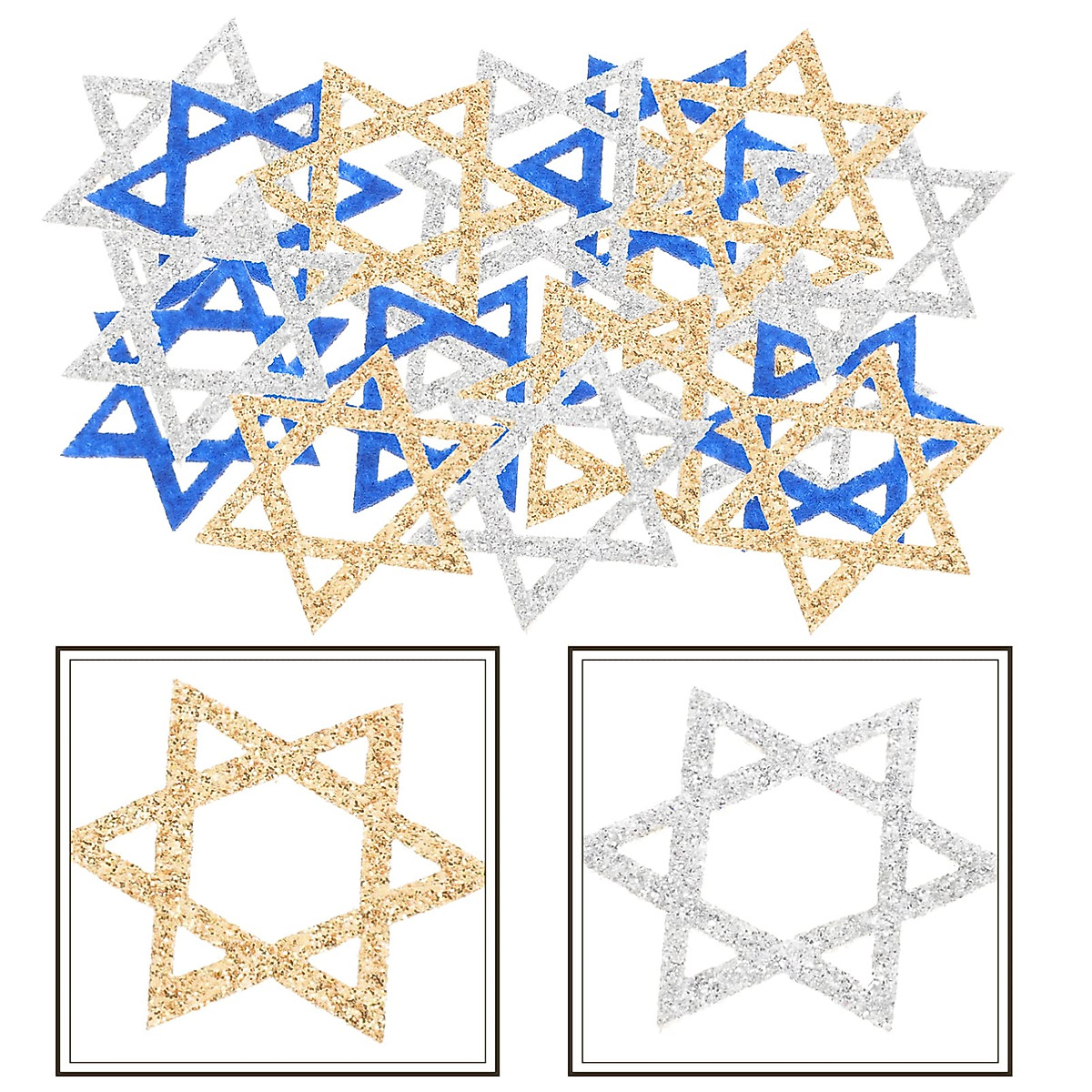 Amosfun 50pcs Hanukkah Confetti Star of David Confetti Blue and Silver Table Scatter Jewish Holiday Party Sequins Hanukkah Decorations for Home Table Decor