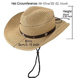 Packable Women's Straw Fedora Western Hat Outback, Beach Cowboy Cowgirl Hat, Beaded Shapeable Brim UV Protection Sun Hat Khaki