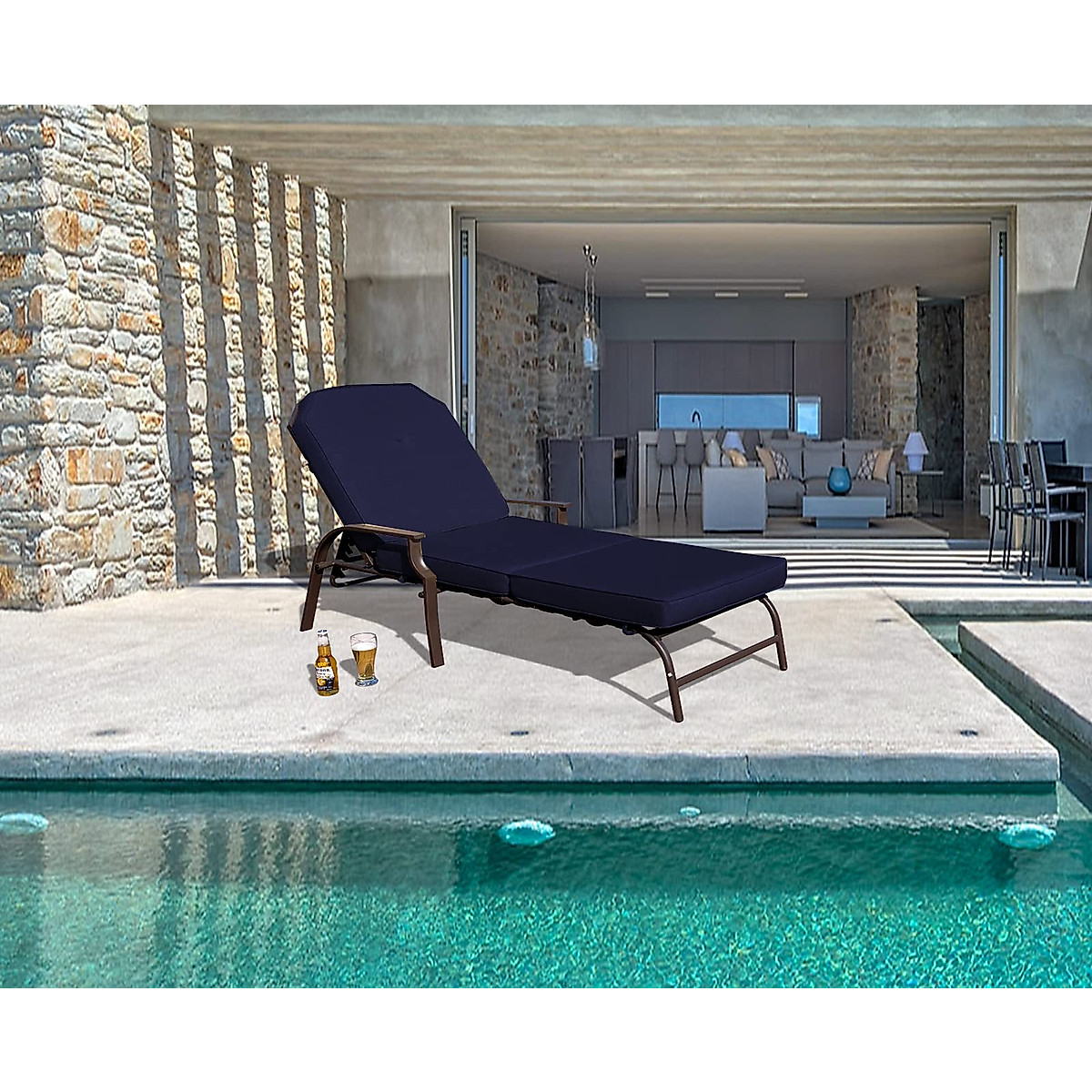 Kozyard Maya Chaise Lounge - Outdoor Patio Recliner Chair, Comfortable Patio Lounge Chair, Elegant Chaise Lounge Chair for Relaxation, Perfect Outdoor Recliner Chair (Navy Blue)