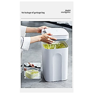 Smart Trash Can 3-Mode Low Noise Automatic Dustbin Touchless Infrared Vibration Motion Sensor Waste Basket Eco-Friendly Electric Garbage Dispenser Best Choice for Kitchen Bathroom Office 3.7Gal/14L