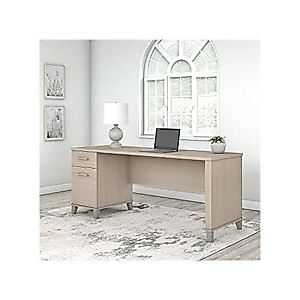Bush Furniture Somerset 72W Office Desk with Drawers in Sand Oak