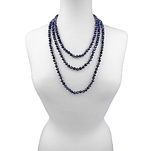 MGR MY GEMS ROCK! Long Endless Beaded Statement Crystal Necklace in Jet Black.